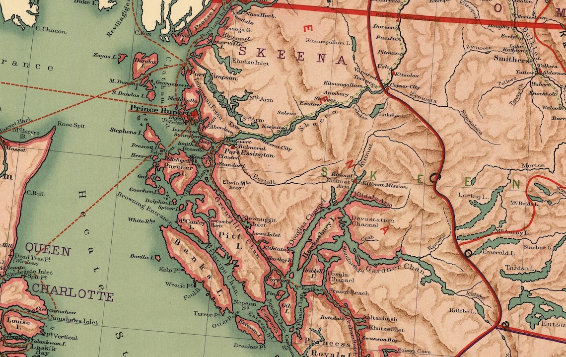 Old Map of British Columbia 1915 Canada Vintage Map | Wall Map Print - Etsy