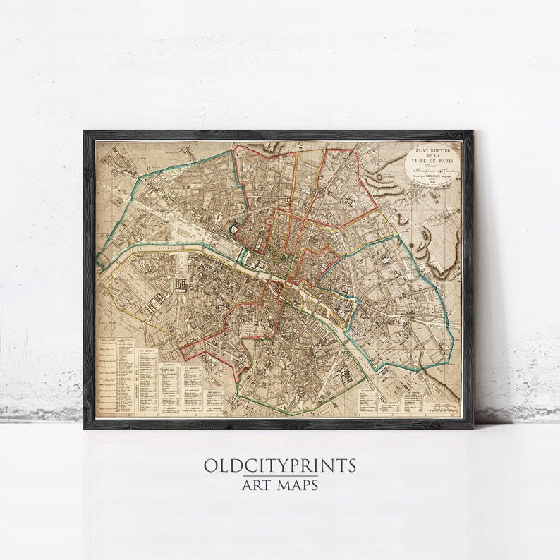 Old Map of Paris 1832 France Vintage Paris Map | Wall Map Print - Etsy
