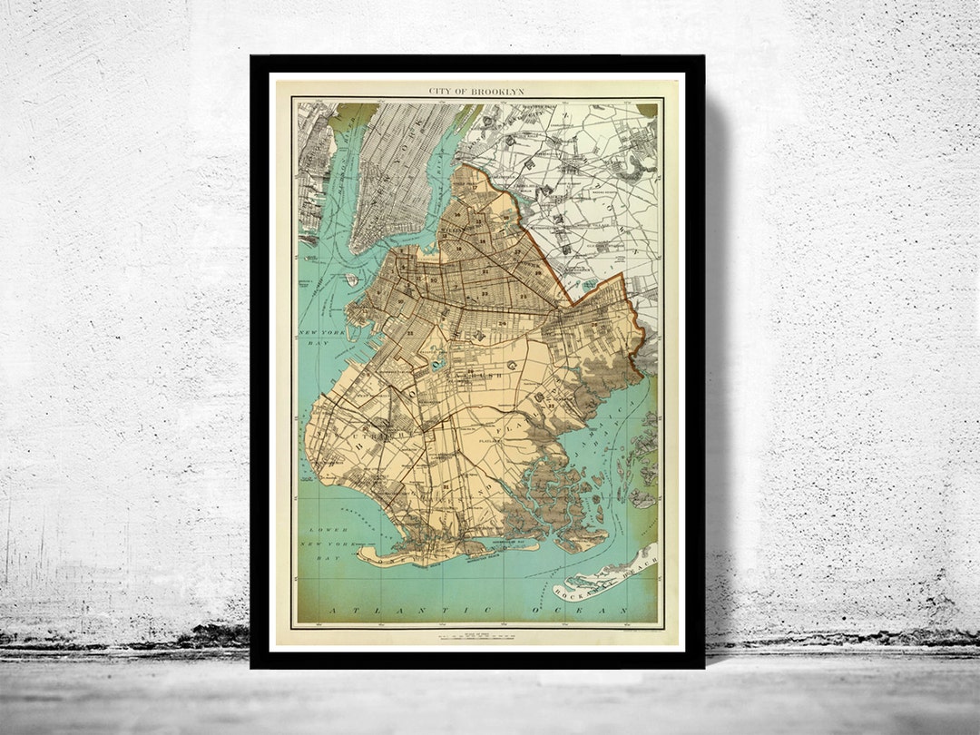 Old Map of Brooklyn New York 1895 Vintage Map Vintage Poster Wall Art ...