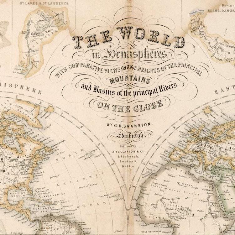 Old World Map 1862 Mercator Projection Vintage Map | Wall Map Print ...