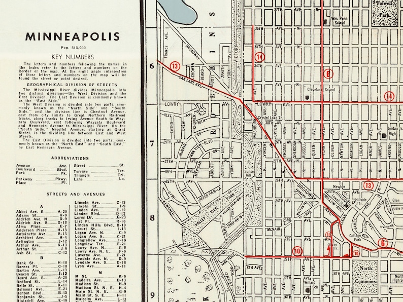 Old Map of Minneapolis 1945 Vintage Map Vintage Poster Wall - Etsy