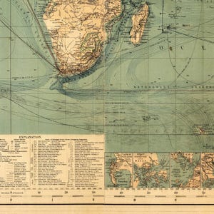Great Vintage World Map in 1882 | World Map Gift World Map Print ...