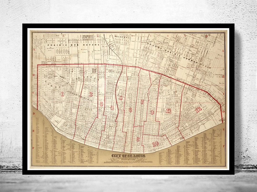 Old Map of Saint Louis City St Louis 1870 Vintage Poster - Etsy