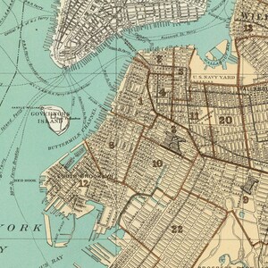 Old Map of Brooklyn New York 1895 Vintage Map Vintage Poster Wall Art ...