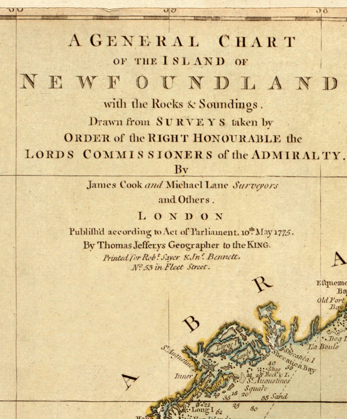 Old Map of Newfoundland Canada 1755 Vintage Map Vintage - Etsy