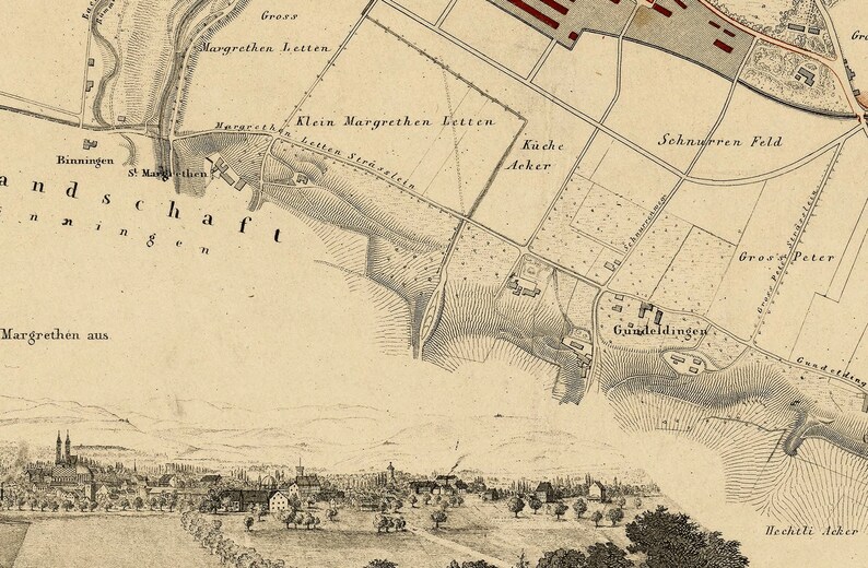 Old Map of Basel Basilea Switzerland Suisse 1860 Vintage | Etsy