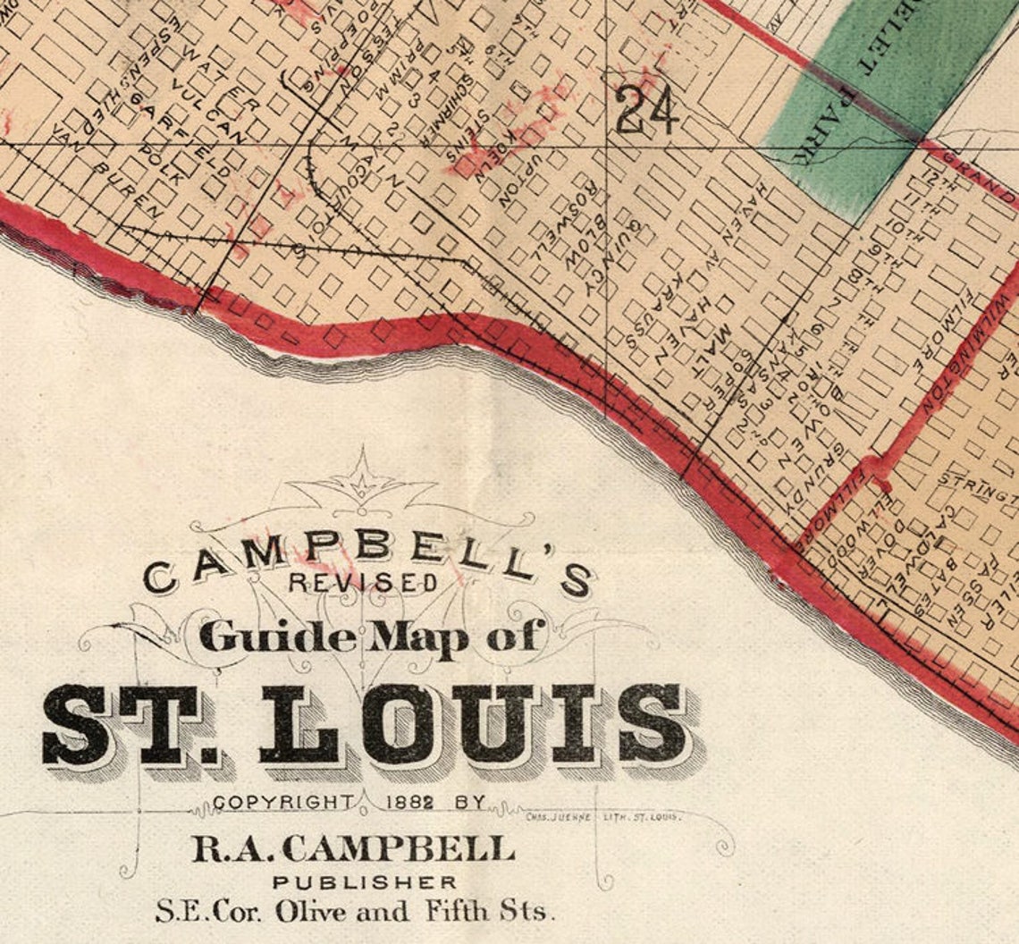 Old map of Saint Louis City 1882 Vintage Map Vintage Poster | Etsy