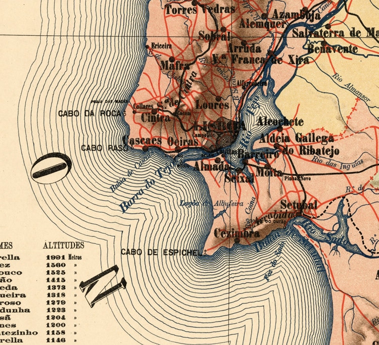 Old Map of Portugal 1917, Mapa de Portugal, Portuguese map | Vintage ...