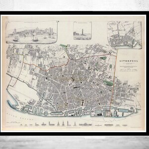 Old Map of Liverpool With Gravures England 1836 Vintage Map - Etsy
