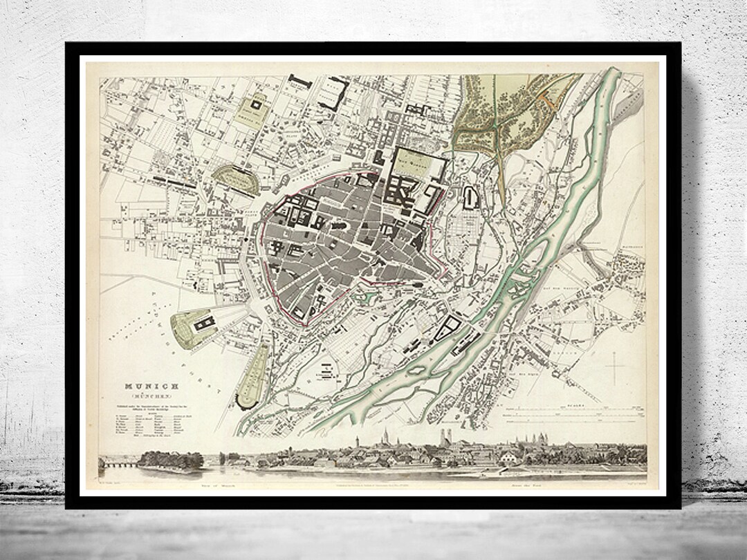 Old Map of Munich Germany 1832 Munchen Vintage Map Vintage - Etsy