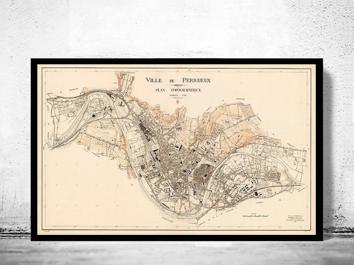 Old Map of Perigueux France Antique Map Vintage Poster Wall - Etsy