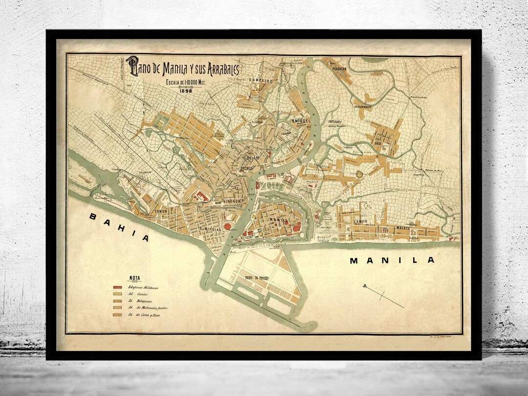 Old Map of Manila Philippines 1898 Vintage Map | Vintage Map Wall Art ...