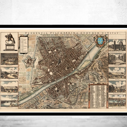 Old Map of Florence Firenze 1847 Antique Vintage Italy | Etsy