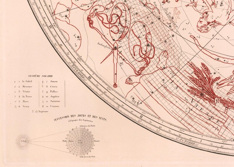 Antique Celestial Map Vintage Astronomy 1876 Old Celestial Map | Wall ...