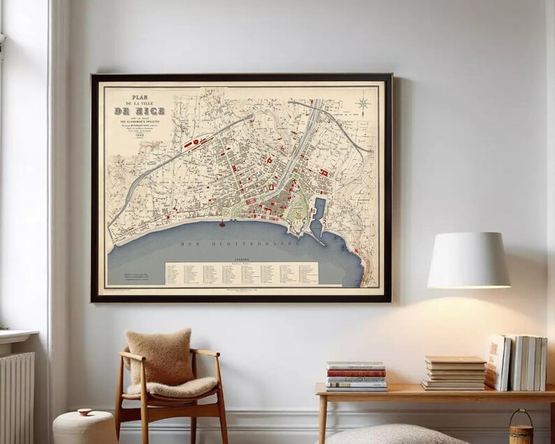 Old Map of Nice France 1882 Vintage Map | Wall Map Print - Etsy