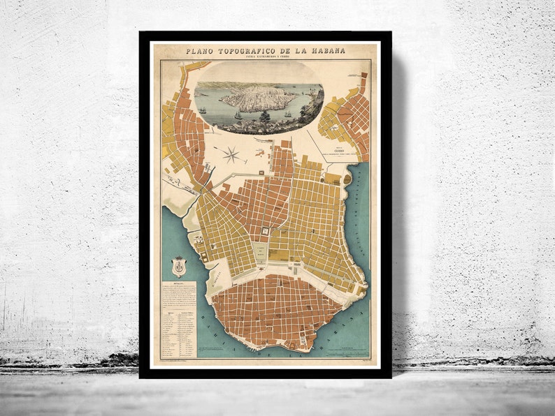 Old Map Havana Habana 1850 Vintage Map Vintage Poster Wall - Etsy