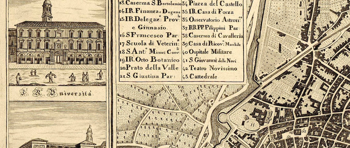 Old Map of Padua Padova Italy 1840 Vintage Map Vintage - Etsy