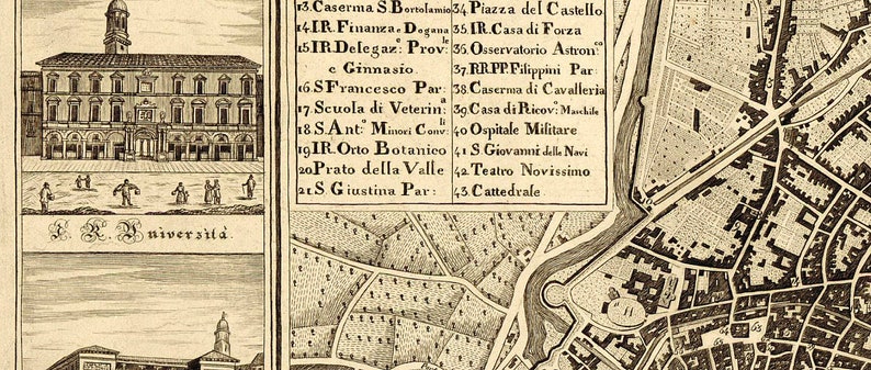 Old Map of Padua Padova Italy 1840 Vintage Map Vintage - Etsy