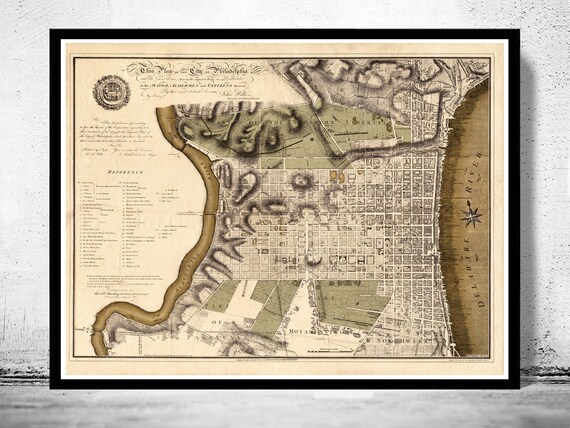 Old Map of Philadelphia 1796 Vintage Map Vintage Poster Wall - Etsy