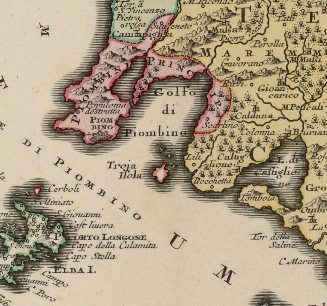 Old Map of Tuscany Toscana Italy 1750 Vintage Poster Wall | Etsy