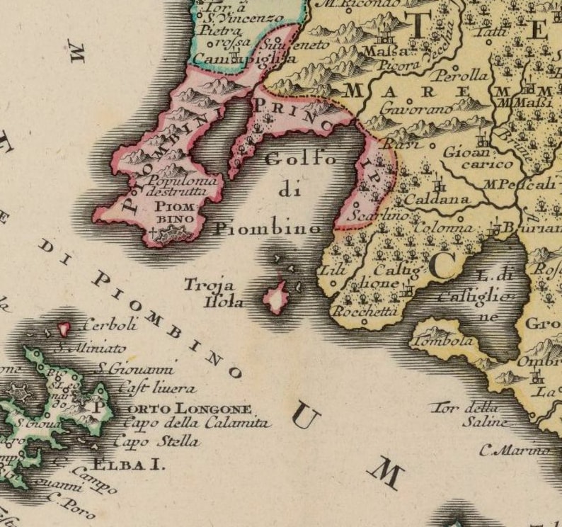 Old Map of Tuscany Toscana Italy 1750 Vintage Poster Wall | Etsy