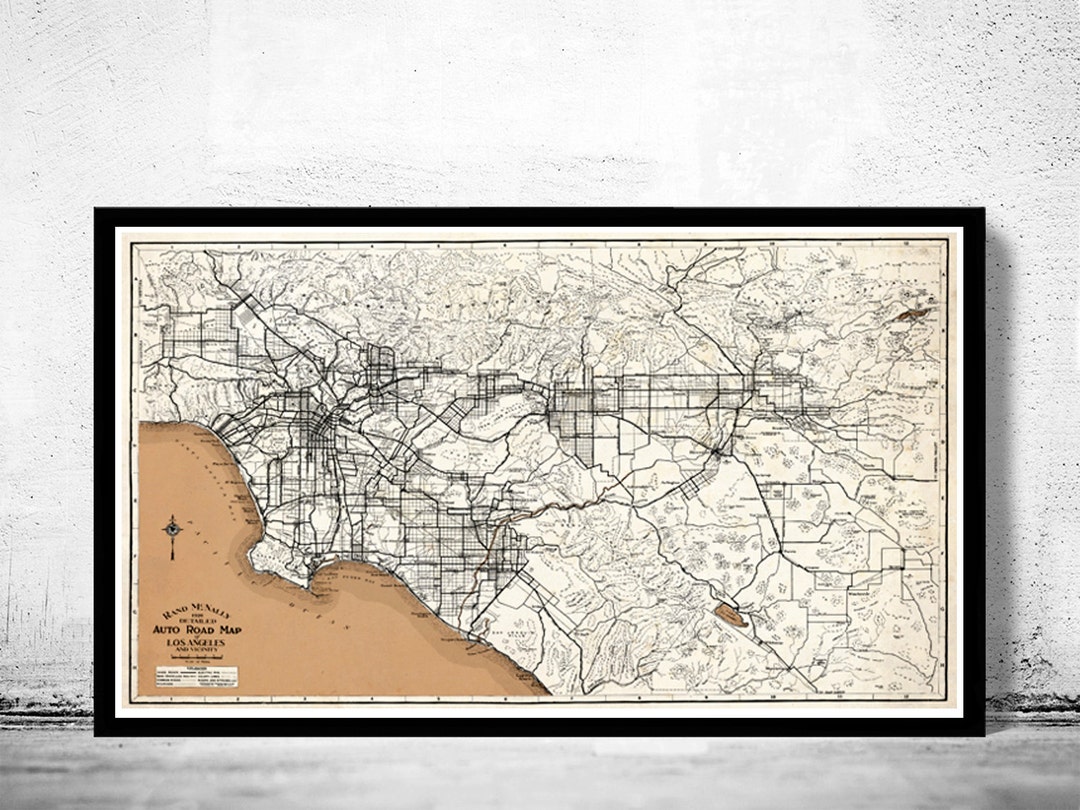 Old Map of Los Angeles 1926 Vintage Map Vintage Poster Wall Art Print ...