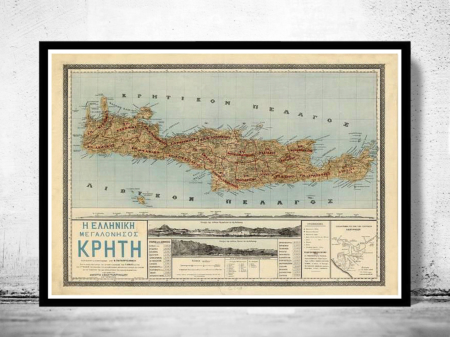 Old Map of Crete Island Greece Creta 1897 | Etsy