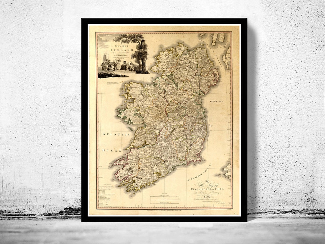 Old Map of Ireland 1797 Vintage Map of Ireland Gift Vintage Poster Wall ...