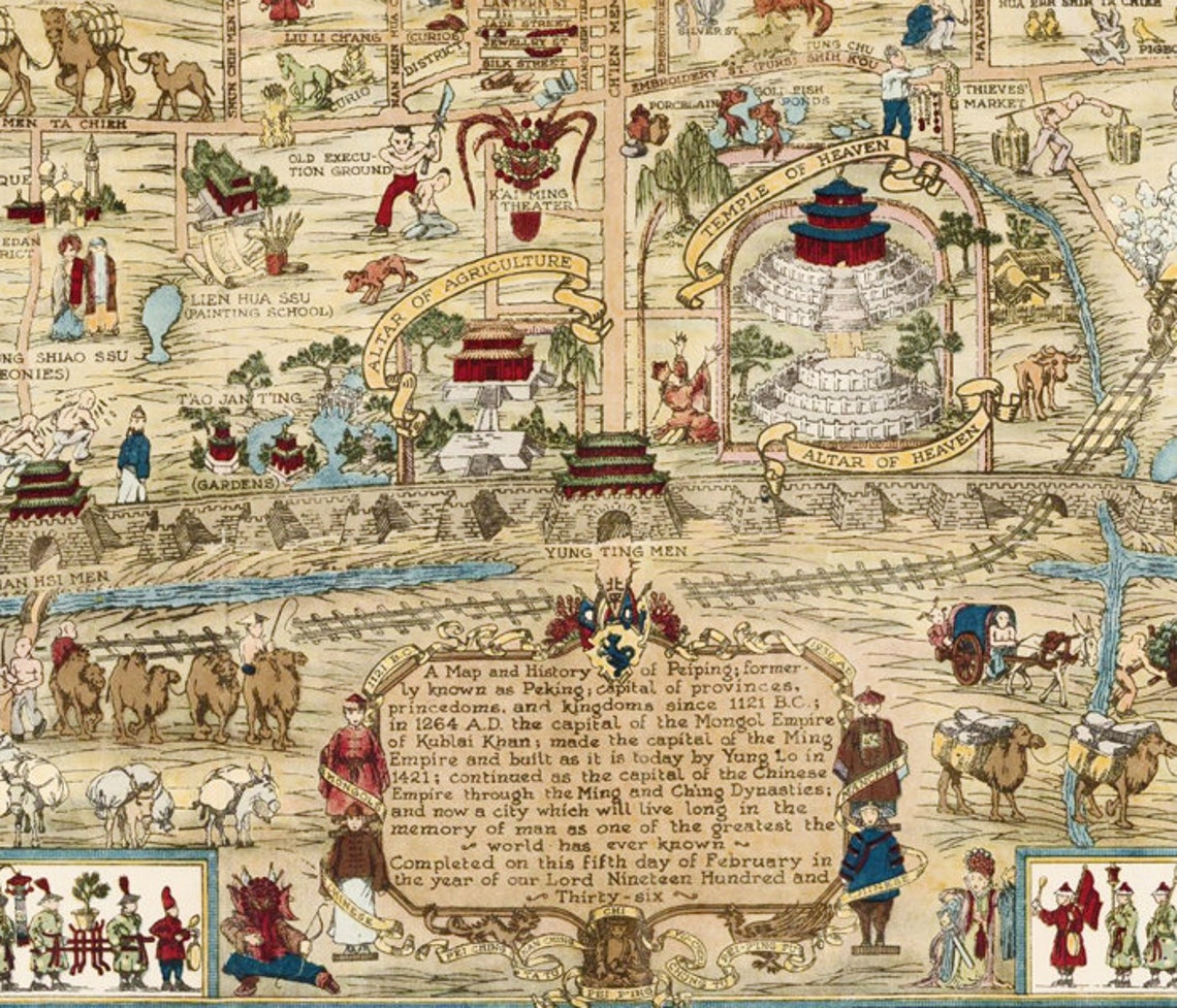 Old Map of Beijing China 1936 Vintage Map Vintage Poster - Etsy