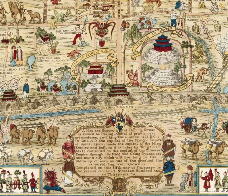 Old Map of Beijing China 1936 Vintage Map Vintage Poster - Etsy