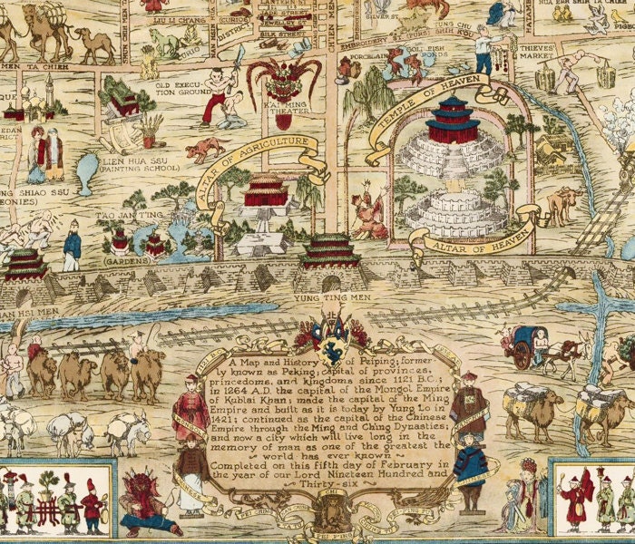 Old Map of Beijing China 1936 Vintage Map Vintage Poster - Etsy