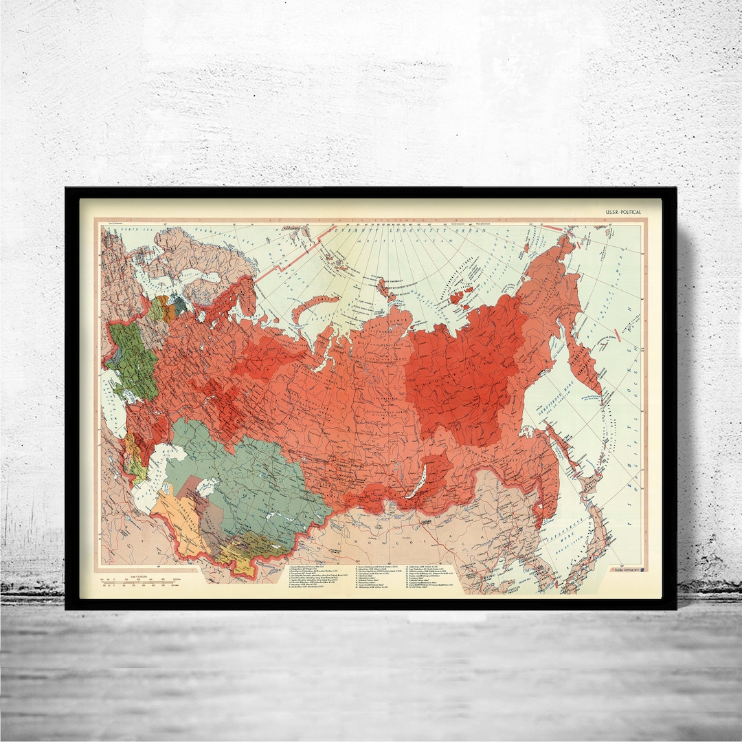 Old Map of Soviet Union CCCP USSR Map Vintage Poster Wall Art Print ...
