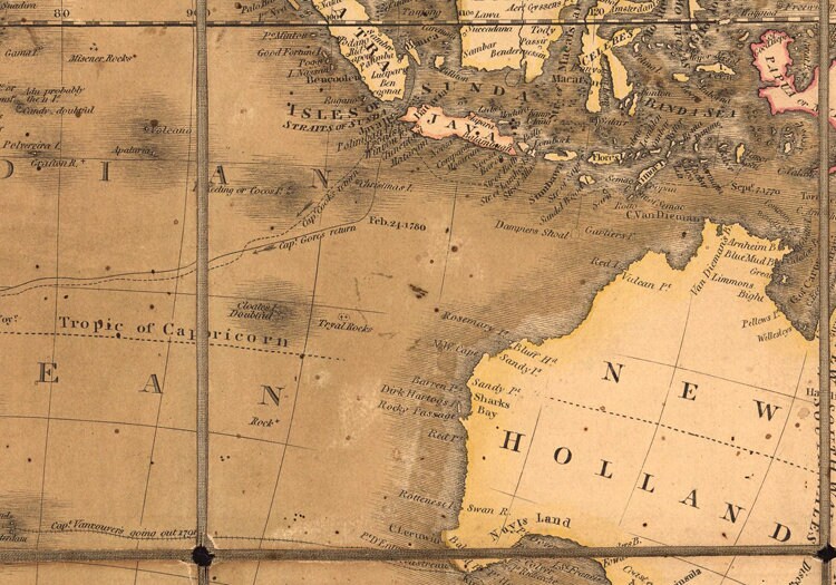 Old Map of the World 1819 World Wall Map Vintage Poster Wall | Etsy UK