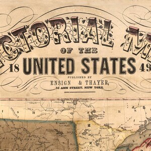 Old Map of United States of America 1849 USA Vintage Map Vintage Poster ...
