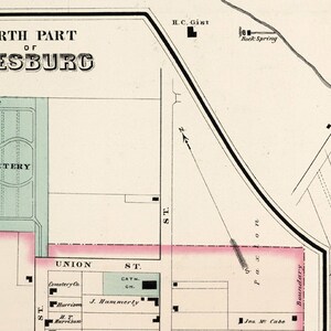 Old Map of Leesburg Virginia 1878 Vintage Map | Vintage Poster Wall Art ...