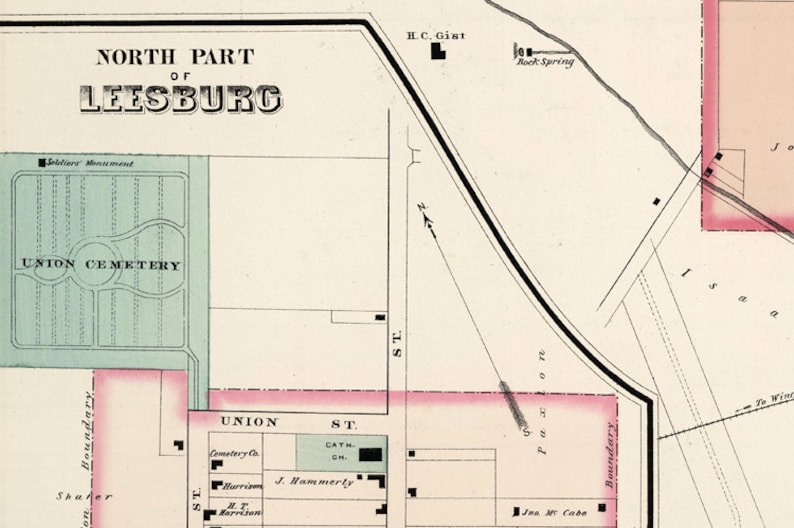 Old Map of Leesburg Virginia 1878 Vintage Poster Wall Art | Etsy