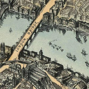 Old Map of London 1892 Birdseye View London Vintage Map | Vintage Map ...