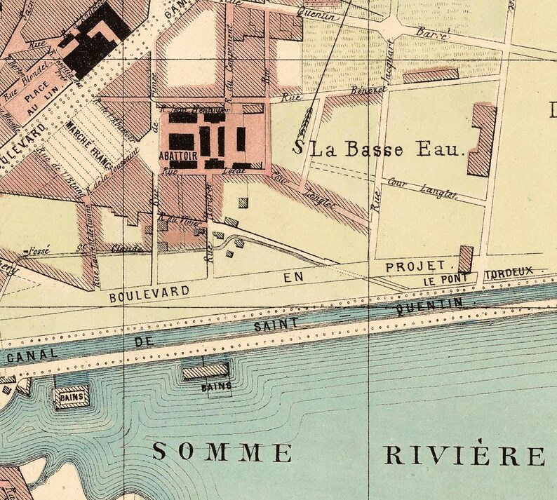 Old Map of Saint Quentin France 1871 Vintage Poster Wall | Etsy