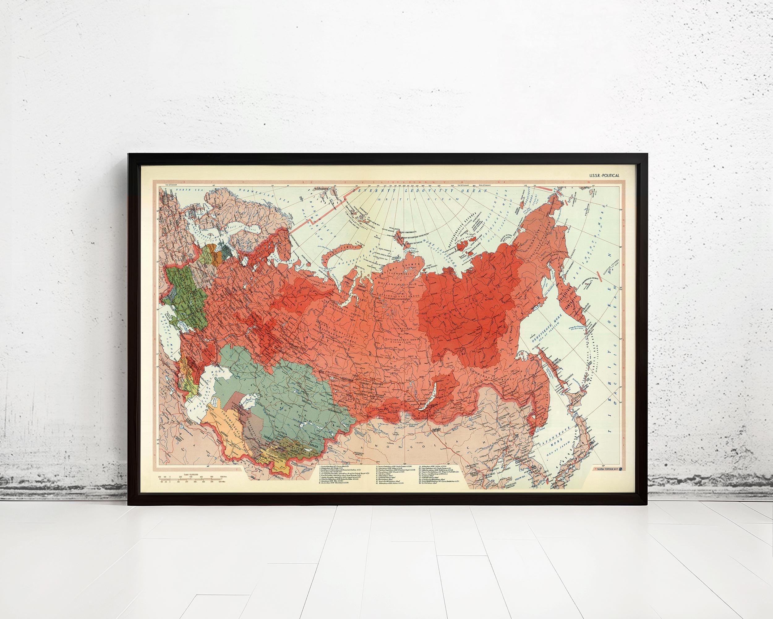 Old Map of Soviet Union CCCP USSR Map | Wall Map Print - Etsy