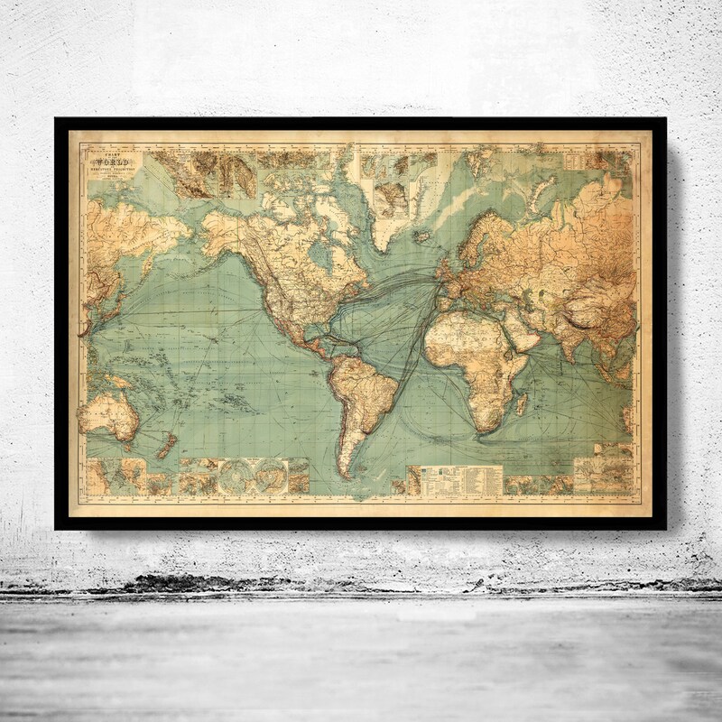 Vintage World Map - Etsy