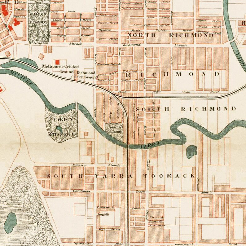 Old Map of Melbourne City Australia 1877 Vintage Poster Wall - Etsy ...