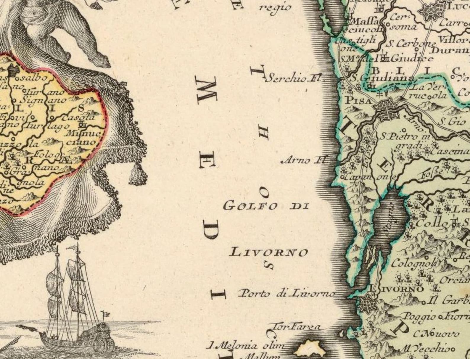 Old Map of Tuscany Toscana Italy 1750 Vintage Poster Wall | Etsy