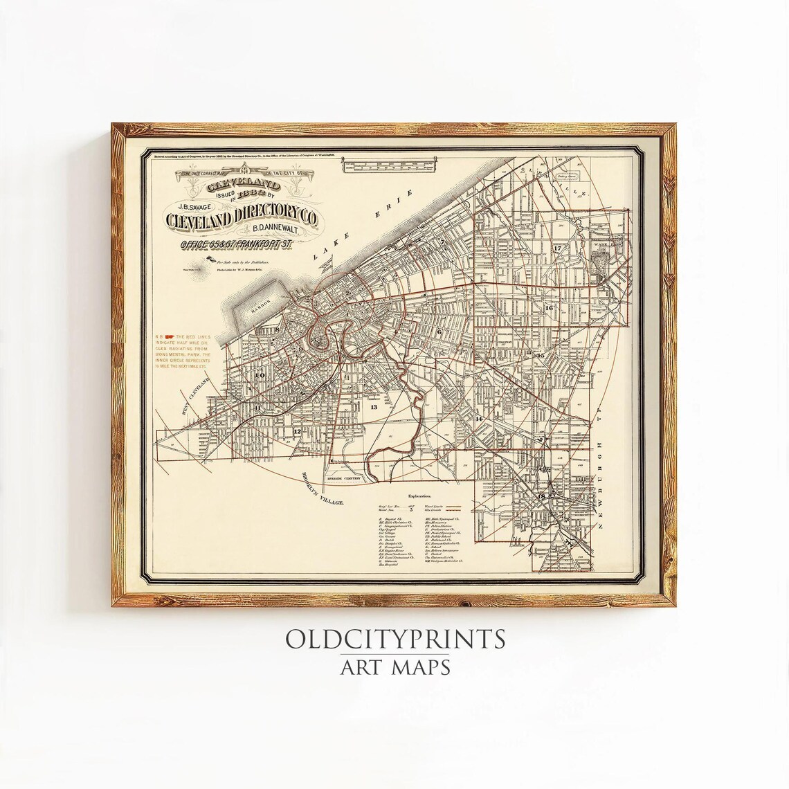 Old Map of Cleveland and Suburbs 1882 Vintage Map | Wall Map Print - Etsy