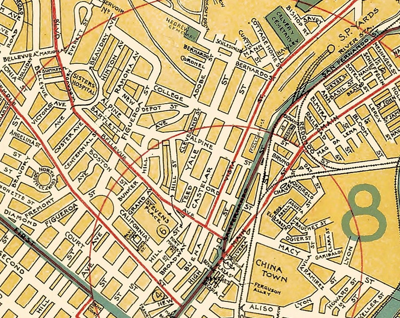 Old Map of Los Angeles 1897 Vintage Map Vintage Poster Wall - Etsy