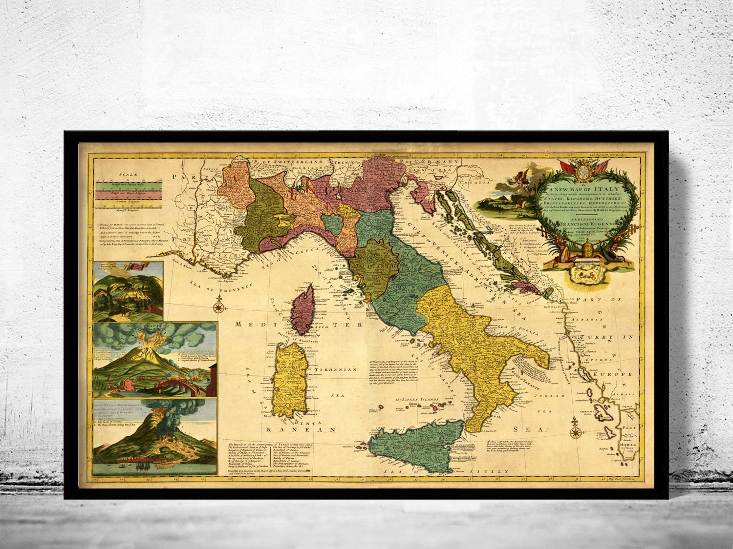 Old Map of Italy 1730 Vintage Poster Wall Art Print | Etsy