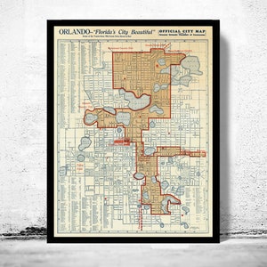 Old Map of Orlando Florida 1936 Vintage Map | Vintage Poster Wall Art ...