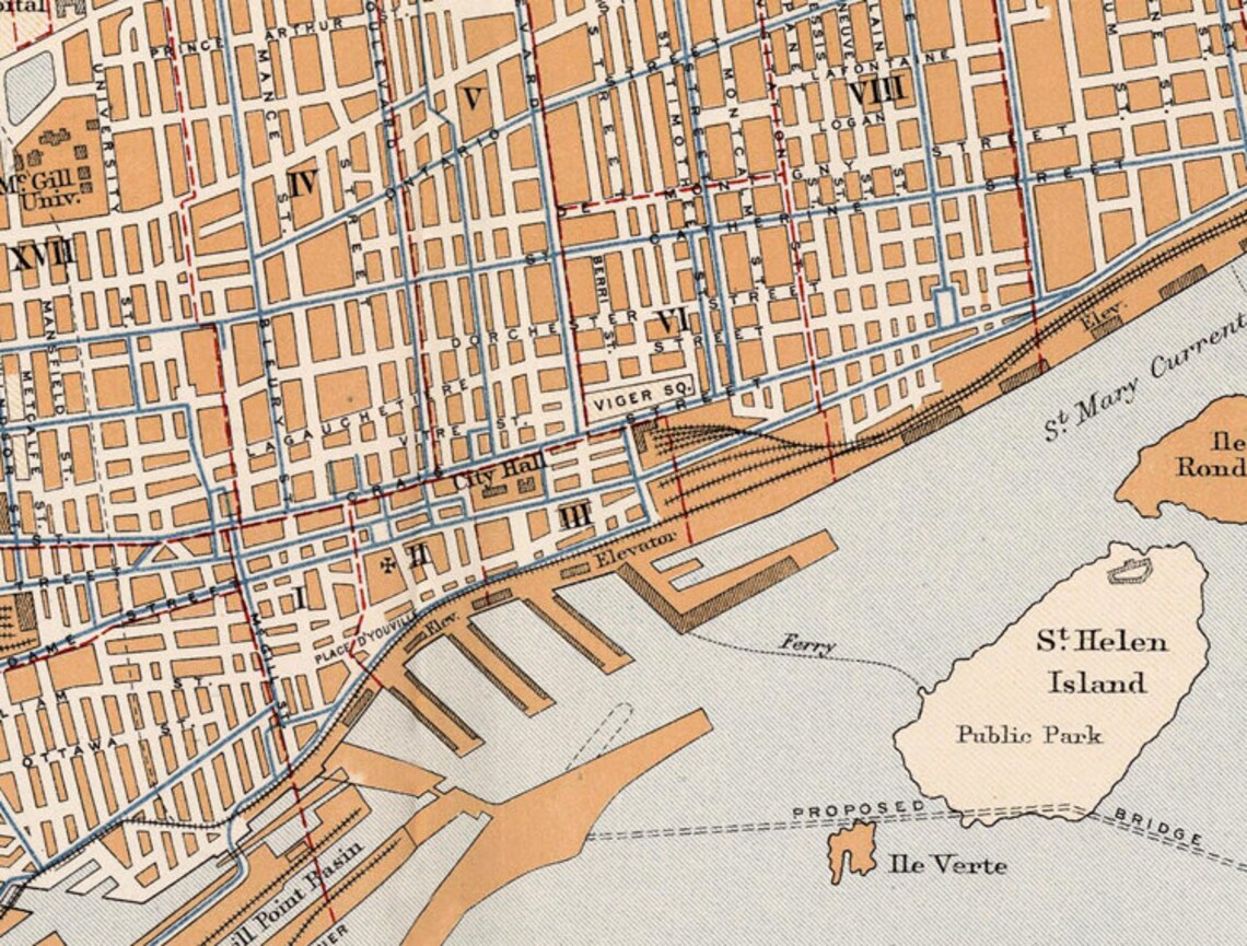 Ancienne carte de Montréal Canada 1915 carte vintage Affiche - Etsy Canada