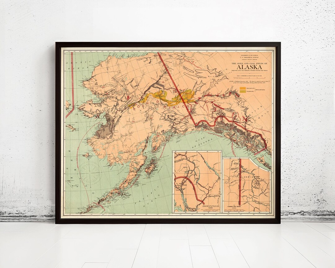 Old Map of Alaska 1898 Vintage Alaska Vintage Map | Vintage Map Wall ...