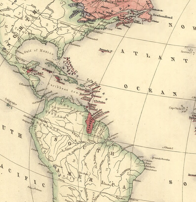 Old World Map Antique Atlas 1850 Vintage Map Vintage Poster - Etsy