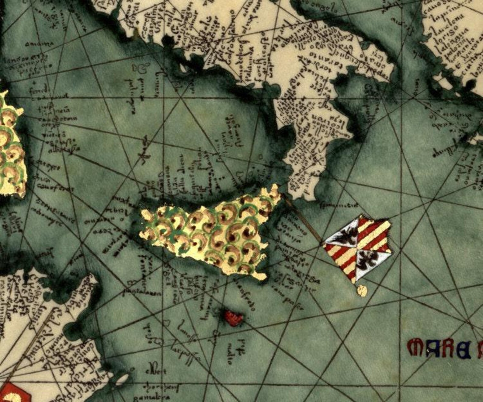 Medieval Catalan World Map 1375 Europe, Mediterranean Sea and Middle ...